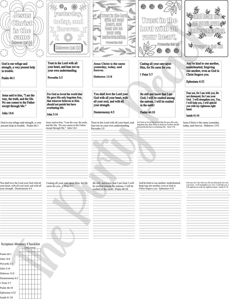 Scripture Memorization Printable Bundle Including Coloring - Etsy