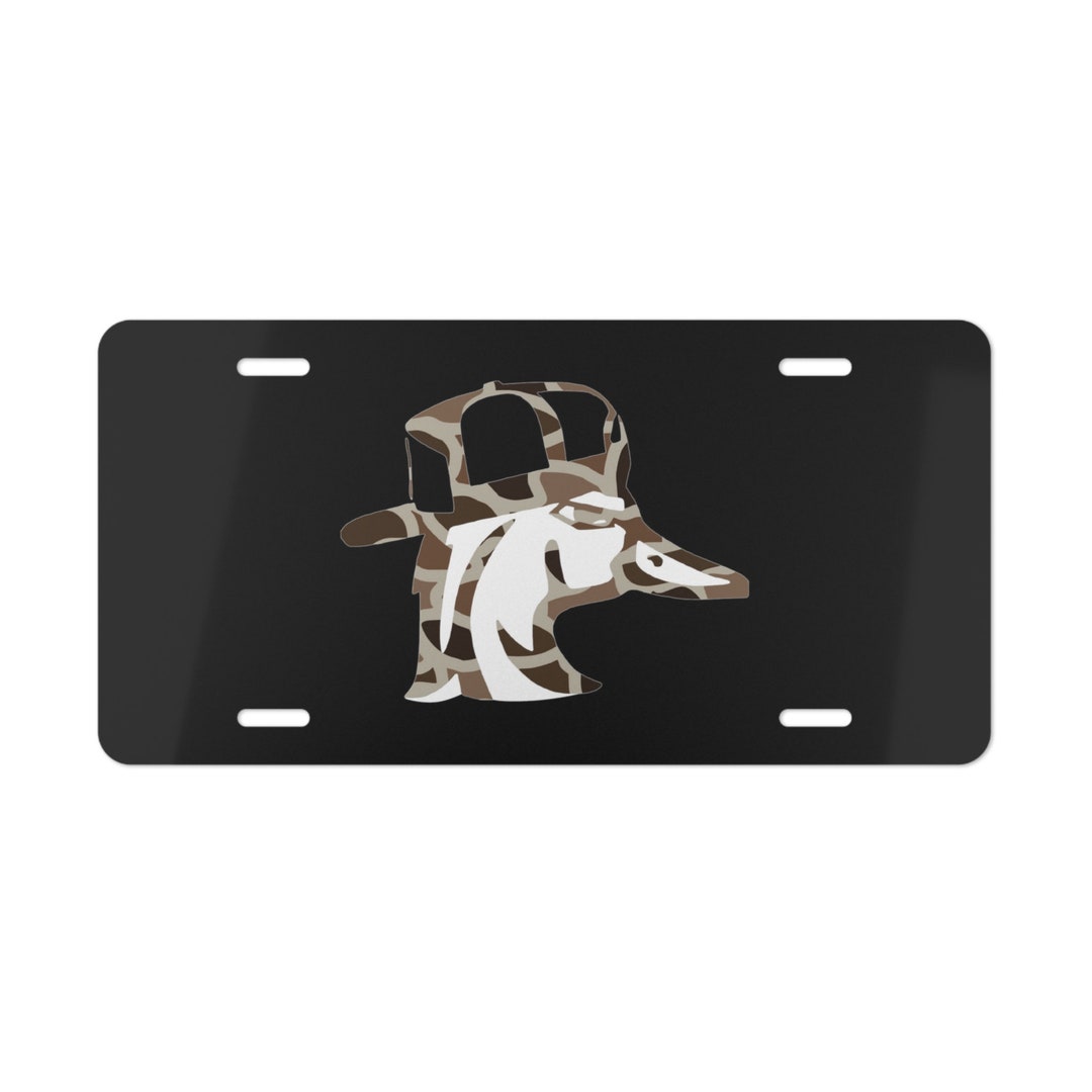 Camo and White Redneck Duck on Black Vanity Plate, License Plate, Gifts ...