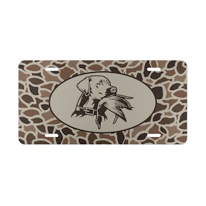 Old School Camo With Duck Dog Vanity License Plate, Gifts for Him ...