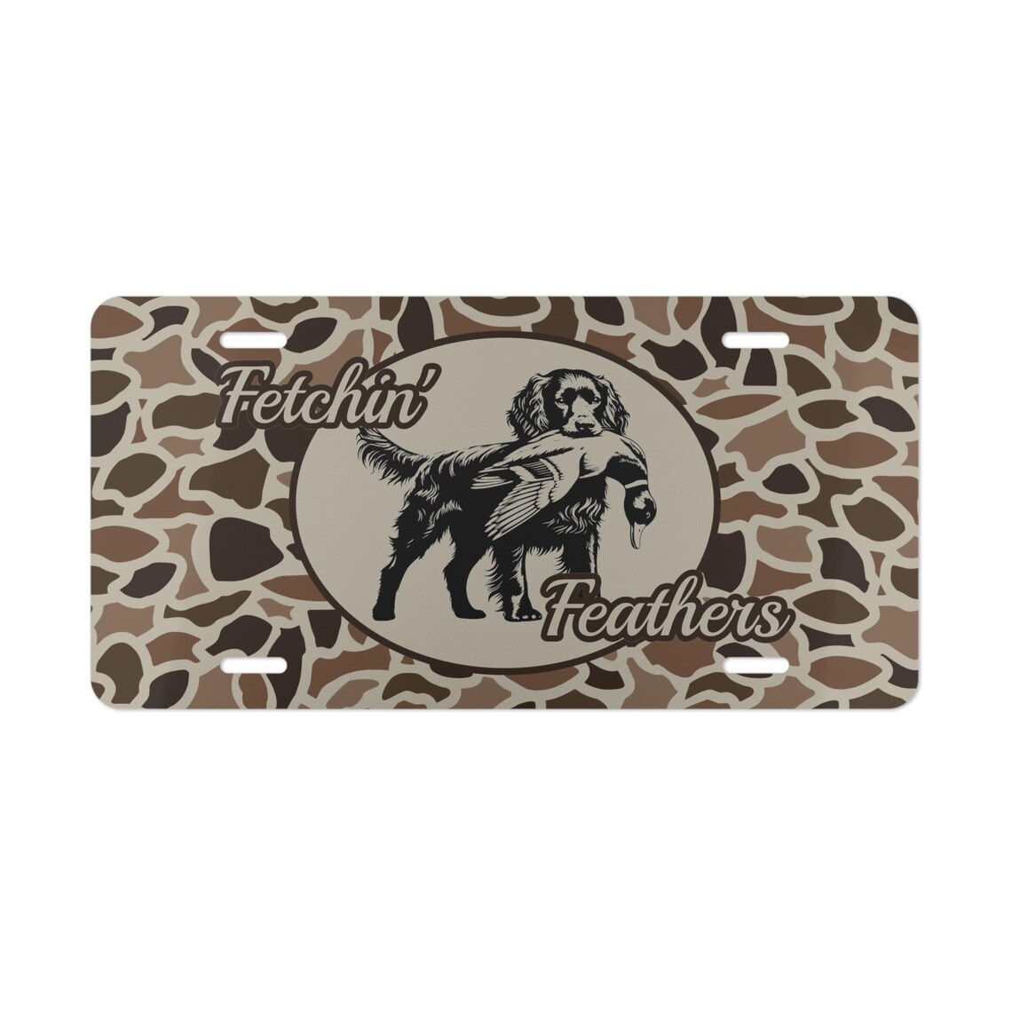 Old School Camo License Plate, "fetchin Feathers" Boykin Spaniel ...