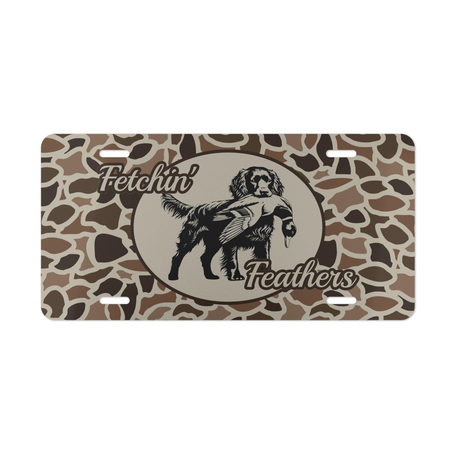 Old School Camo License Plate, "fetchin Feathers" Boykin Spaniel ...