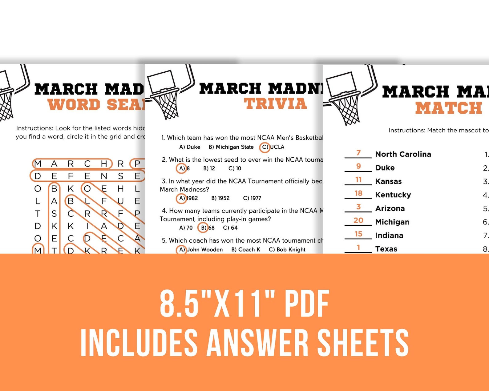 March Madness Printable Game Bundle | March Madness Games | March ...
