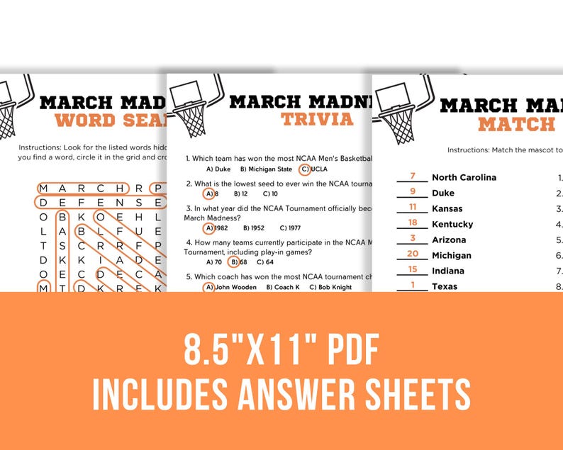 March Madness Printable Game Bundle | March Madness Games | March ...