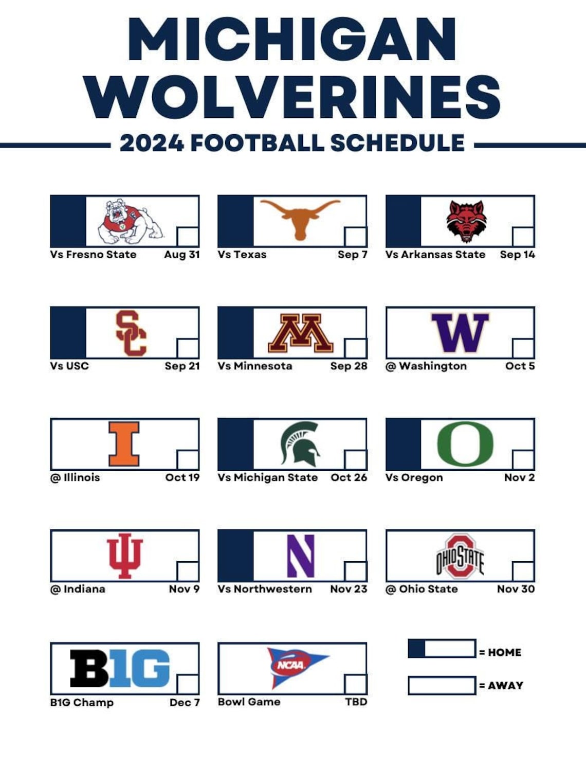 Michigan Wolverines 2024 Printable Schedule Football Schedule Printable ...