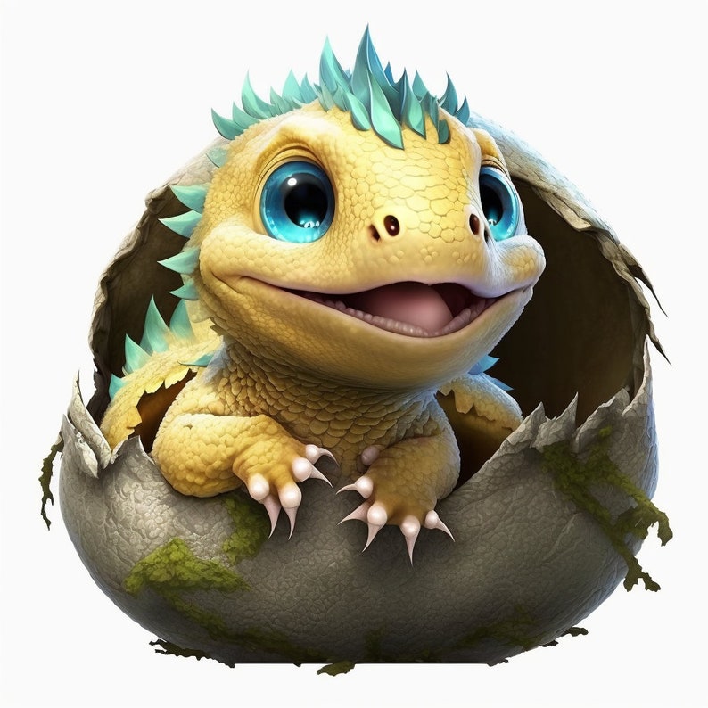 Cute Hatching Baby Dragon Clipart - Etsy