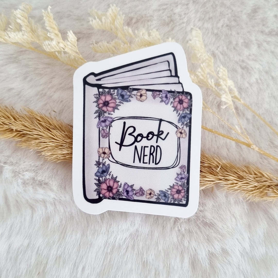 Book Nerd Sticker Die Cut Sticker Waterproof Glossy | Bookworm Reading ...