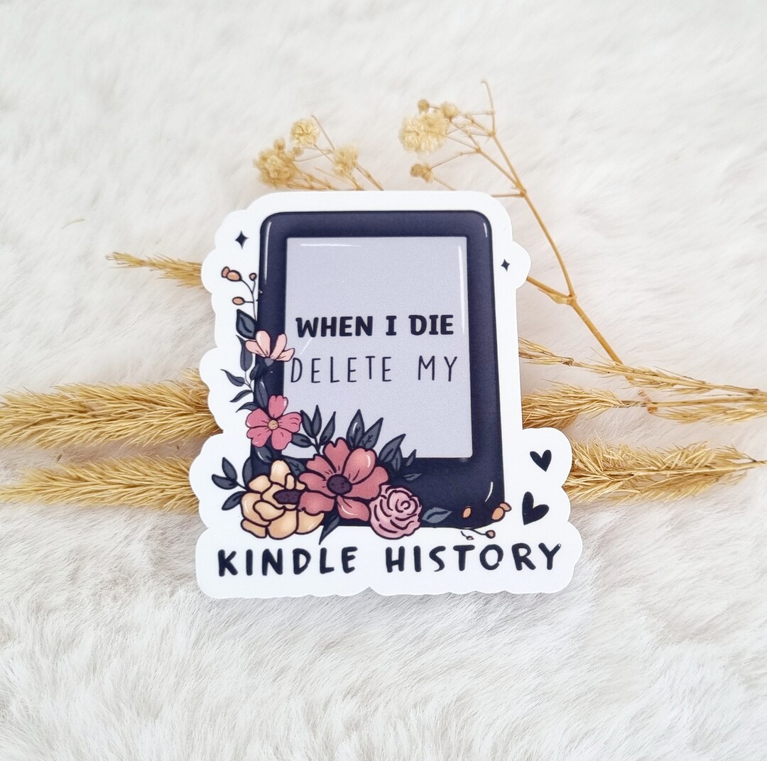 Cute Ebook Reader Die Cut Sticker Floral Reading Stickers Bookish ...