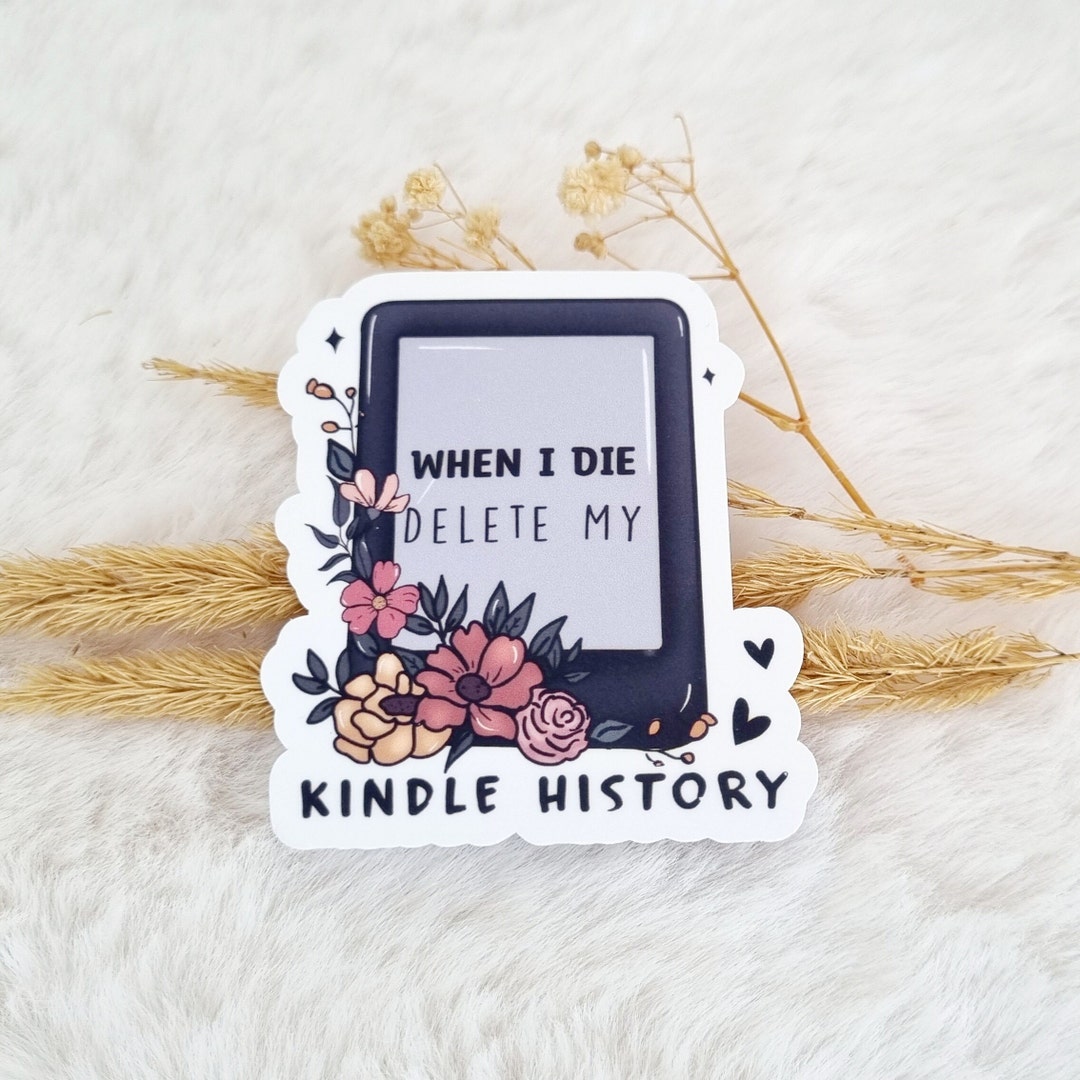 Cute Ebook Reader Die Cut Sticker Floral Reading Stickers - Etsy