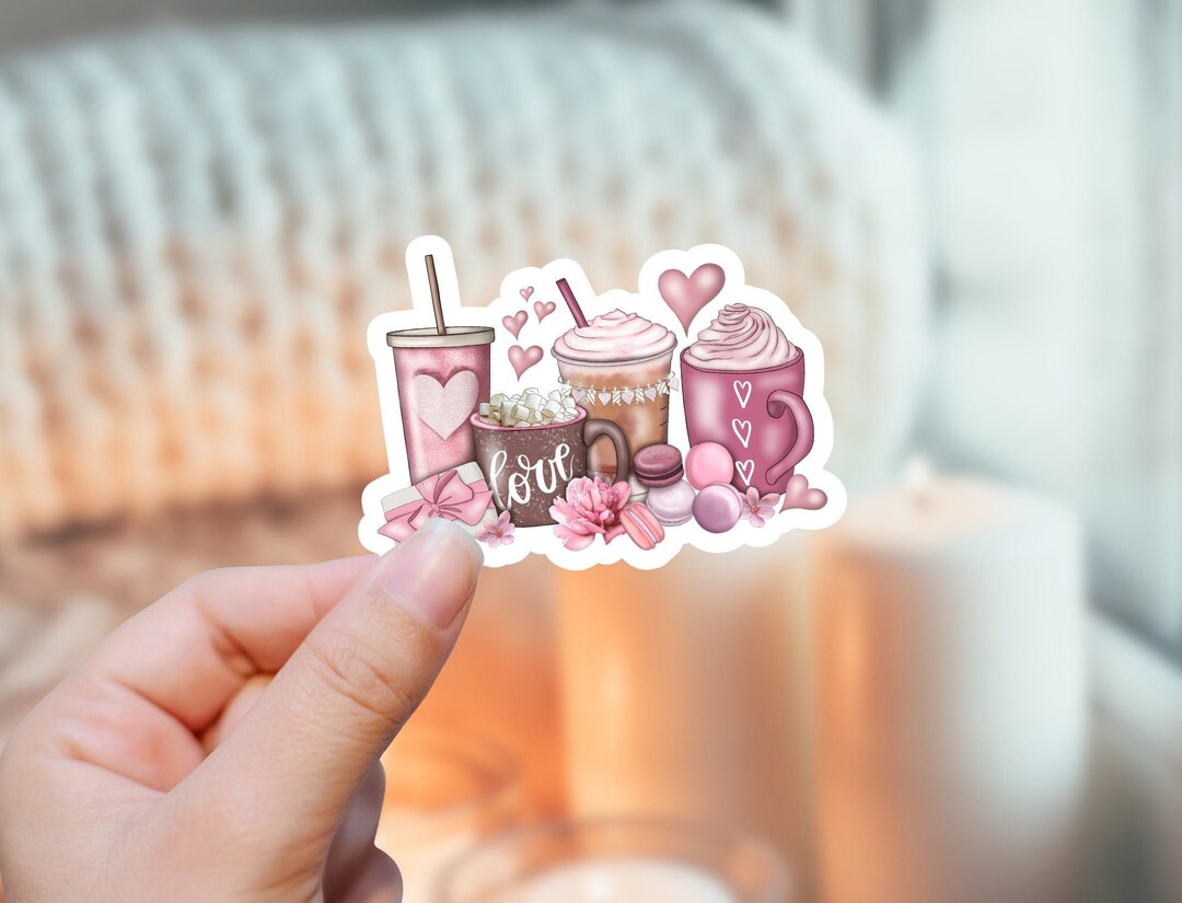 Cute Coffee Reading Die Cut Sticker Waterproof Floral Books and Coffee ...