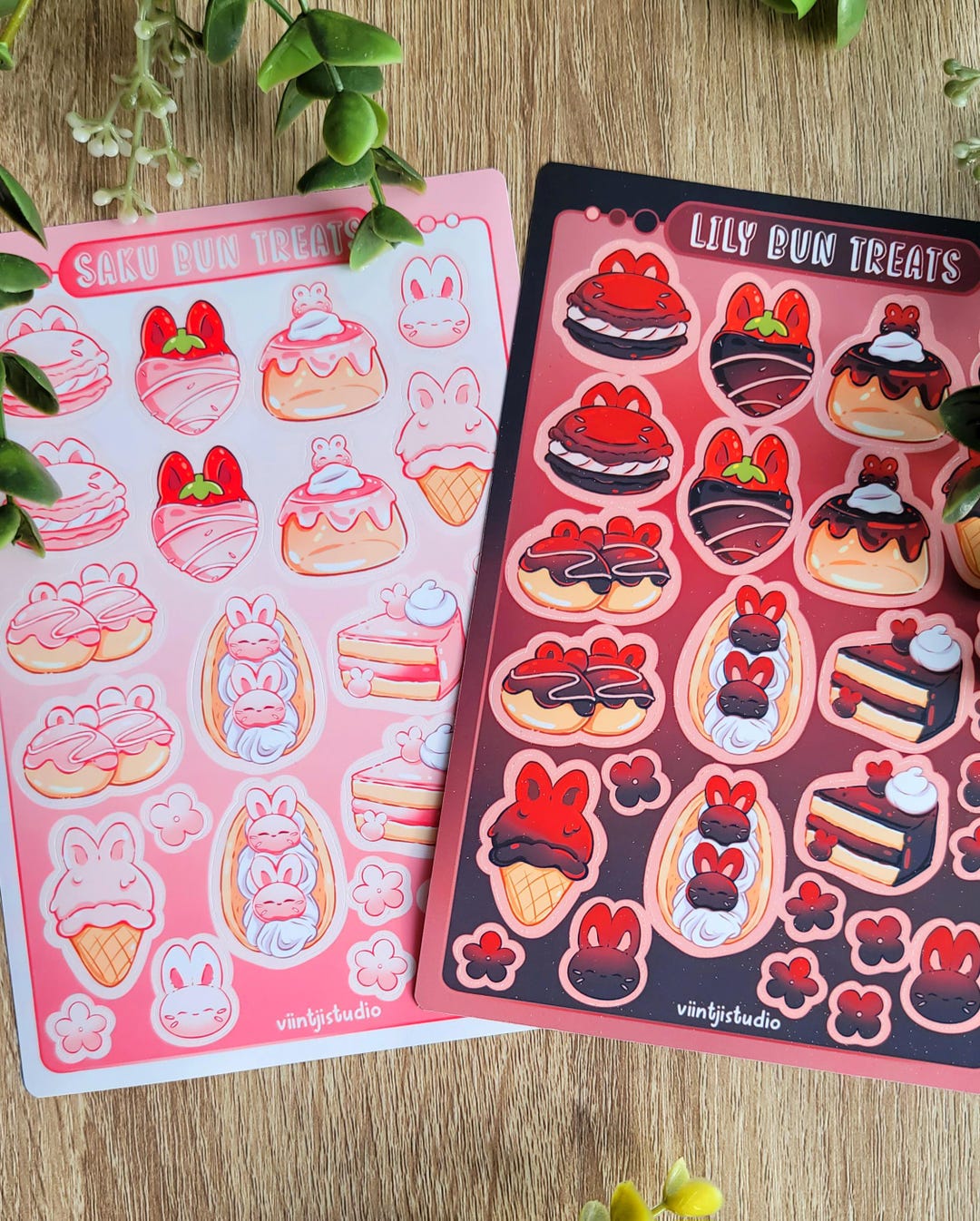 Saku & Lily Bunny Treats Sticker Sheet | Matching | Deco | Cute Stickers | Sakura | Spider Lily ...