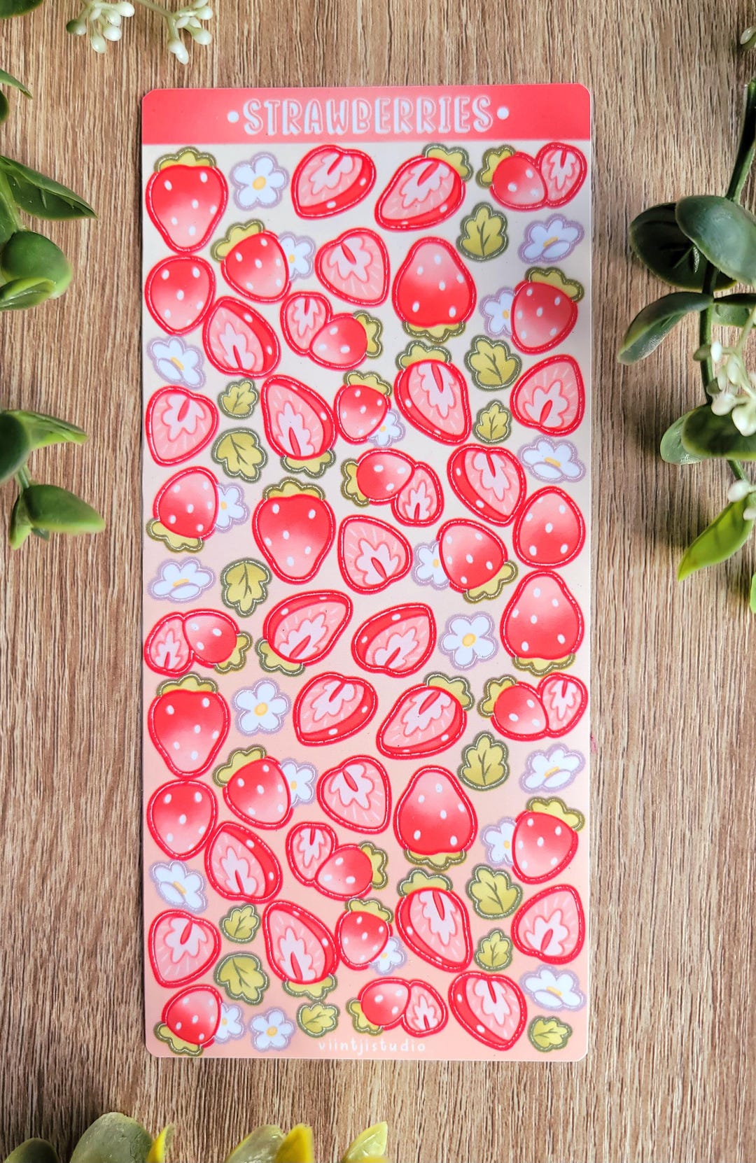 Strawberries Sticker Sheet | Polco | Cute Stickers | Holographic | Deco ...