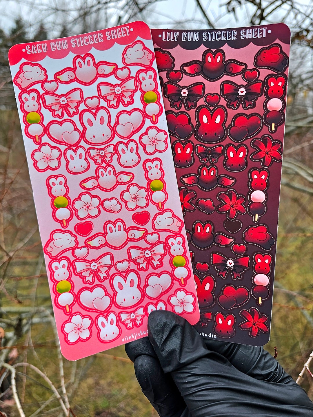 Bunny Sticker Sheet: Saku & Lily, Floral Rabbit Stickers - Etsy