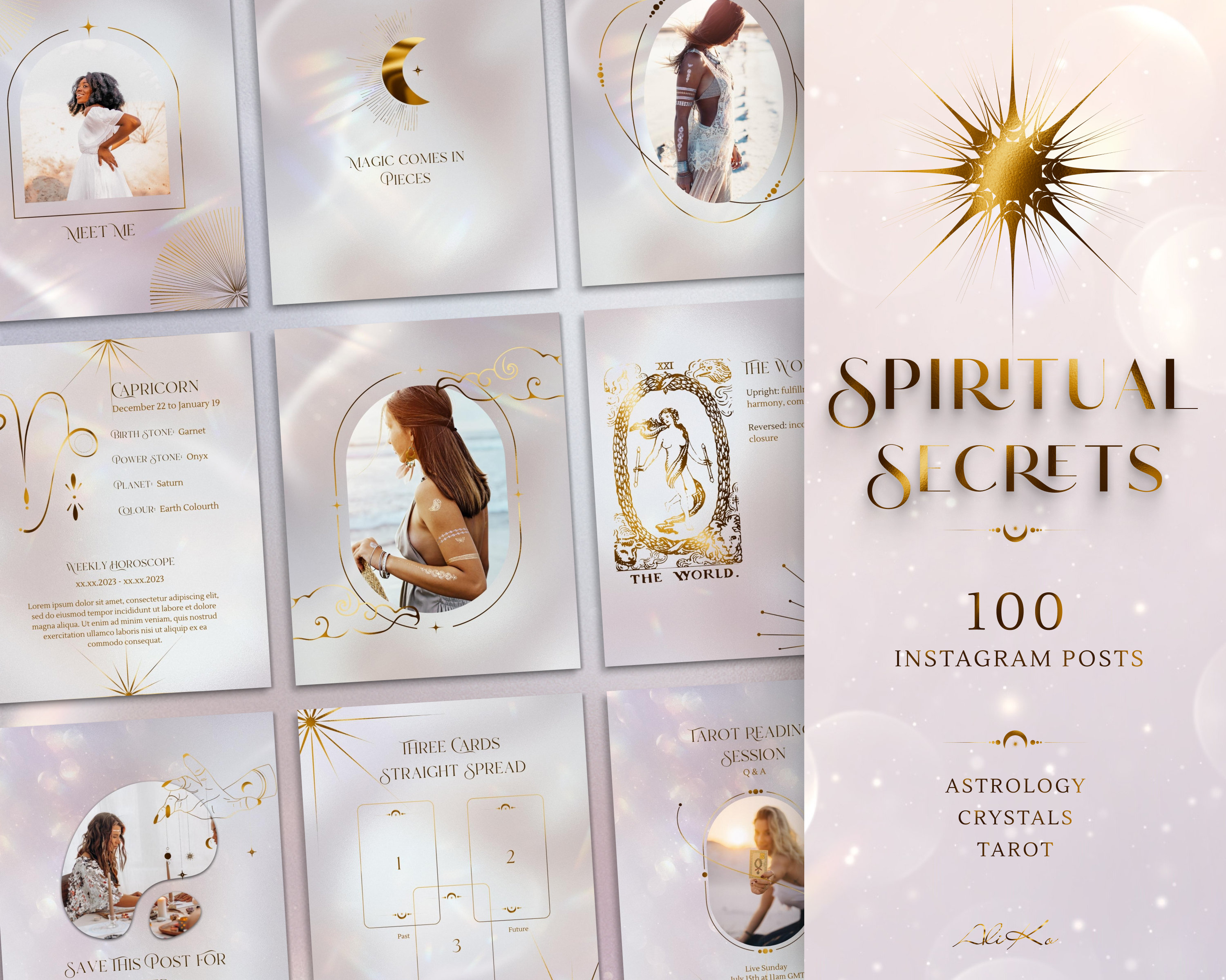 Spiritual Instagram Post Templates for Tarot or Astrology Coach | Pearl ...