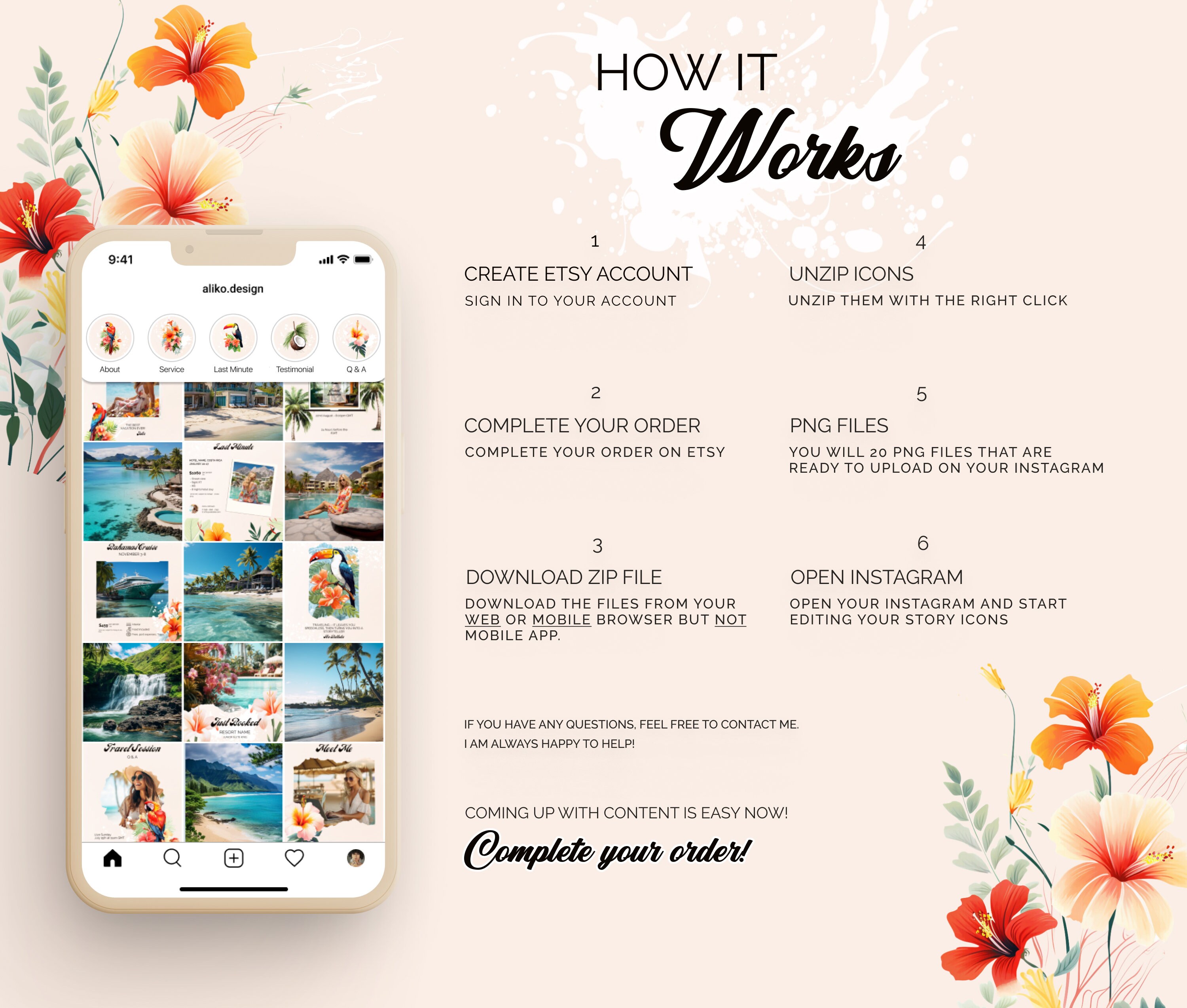 Tropical Floral Instagram Highlight Covers | Exotic Vacation Stories ...