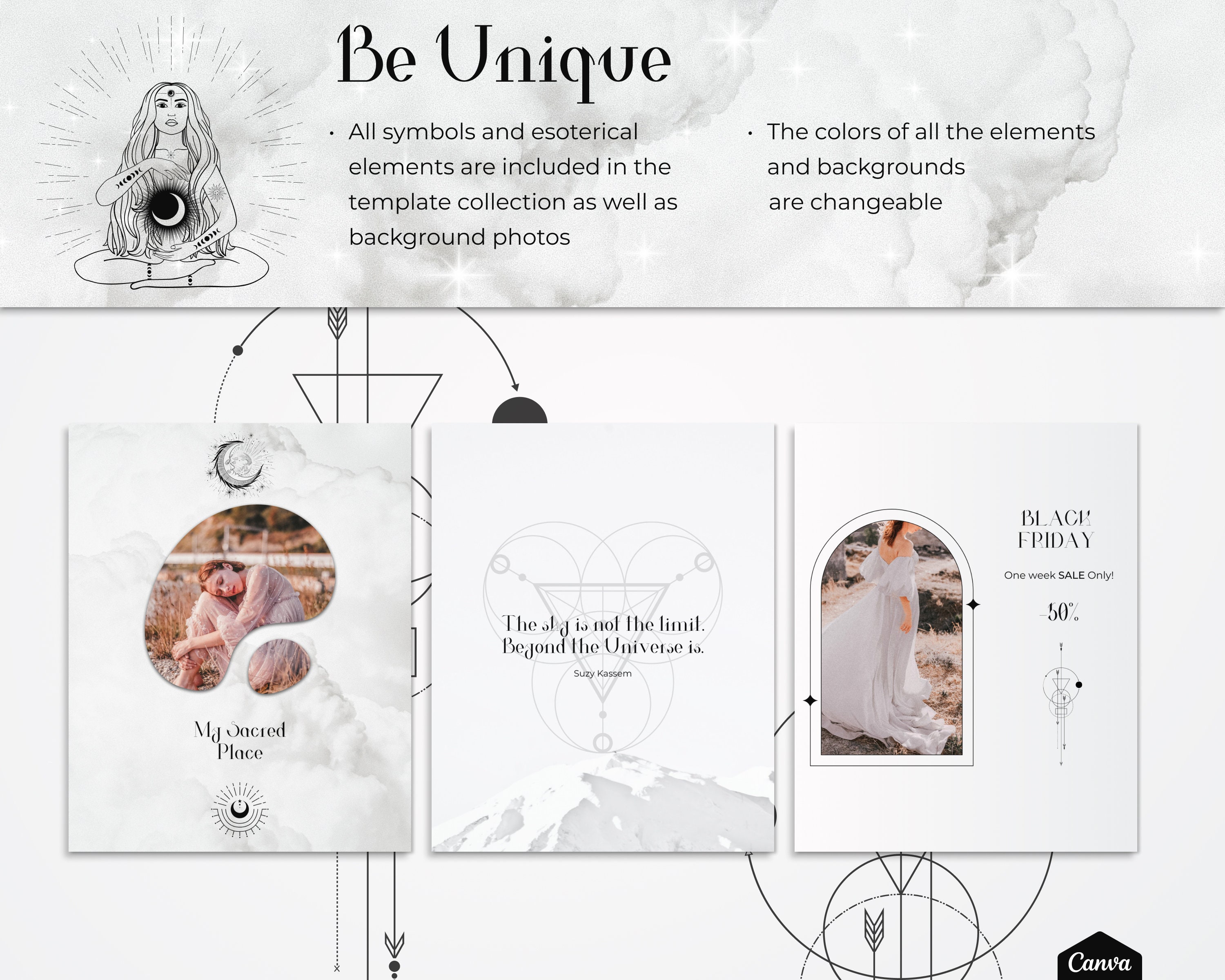 Spiritual Instagram Post Templates: Light, White, Minimal and Mystical ...