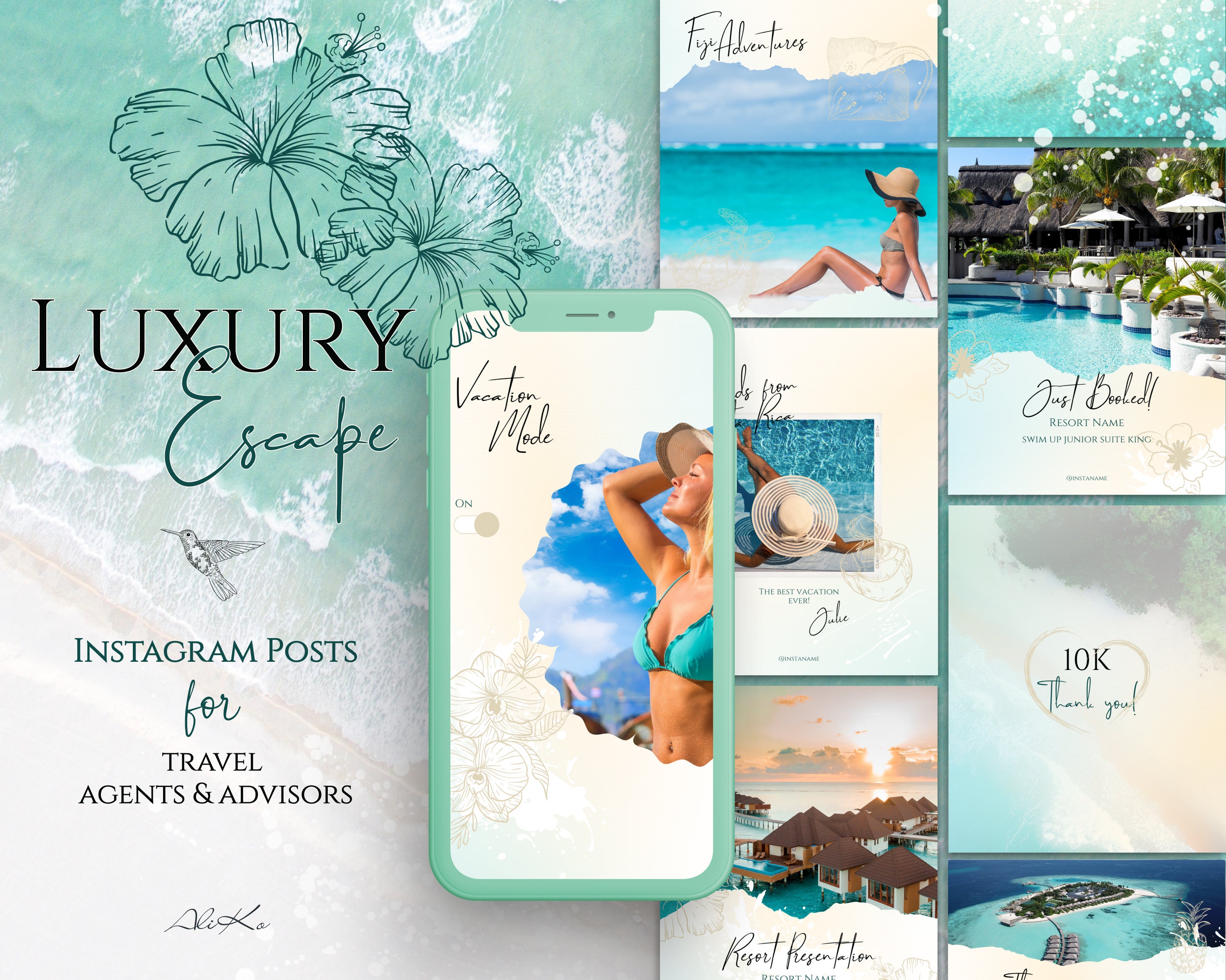 Travel Instagram Post Templates for Agent: Luxury, Tropical in Canva IG ...
