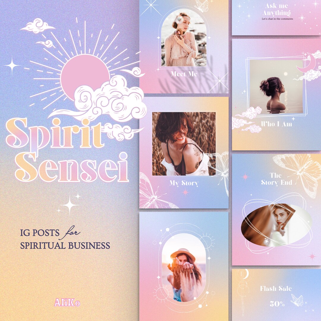 Spiritual Instagram Post Templates for Brand, Reiki, Health or Life ...