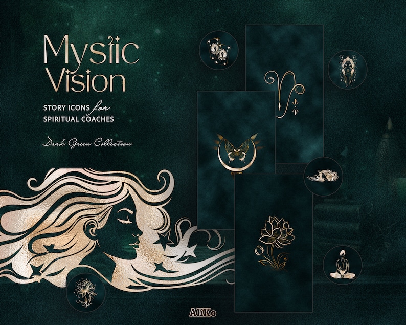 Instagram Highlight Story Covers | Spiritual Icons: Green, Gold ...