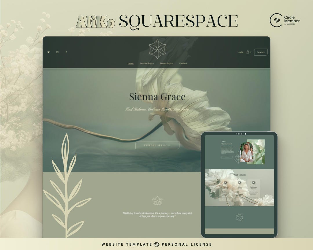 Squarespace Template Website Design: Green, Nature, Minimalist ...