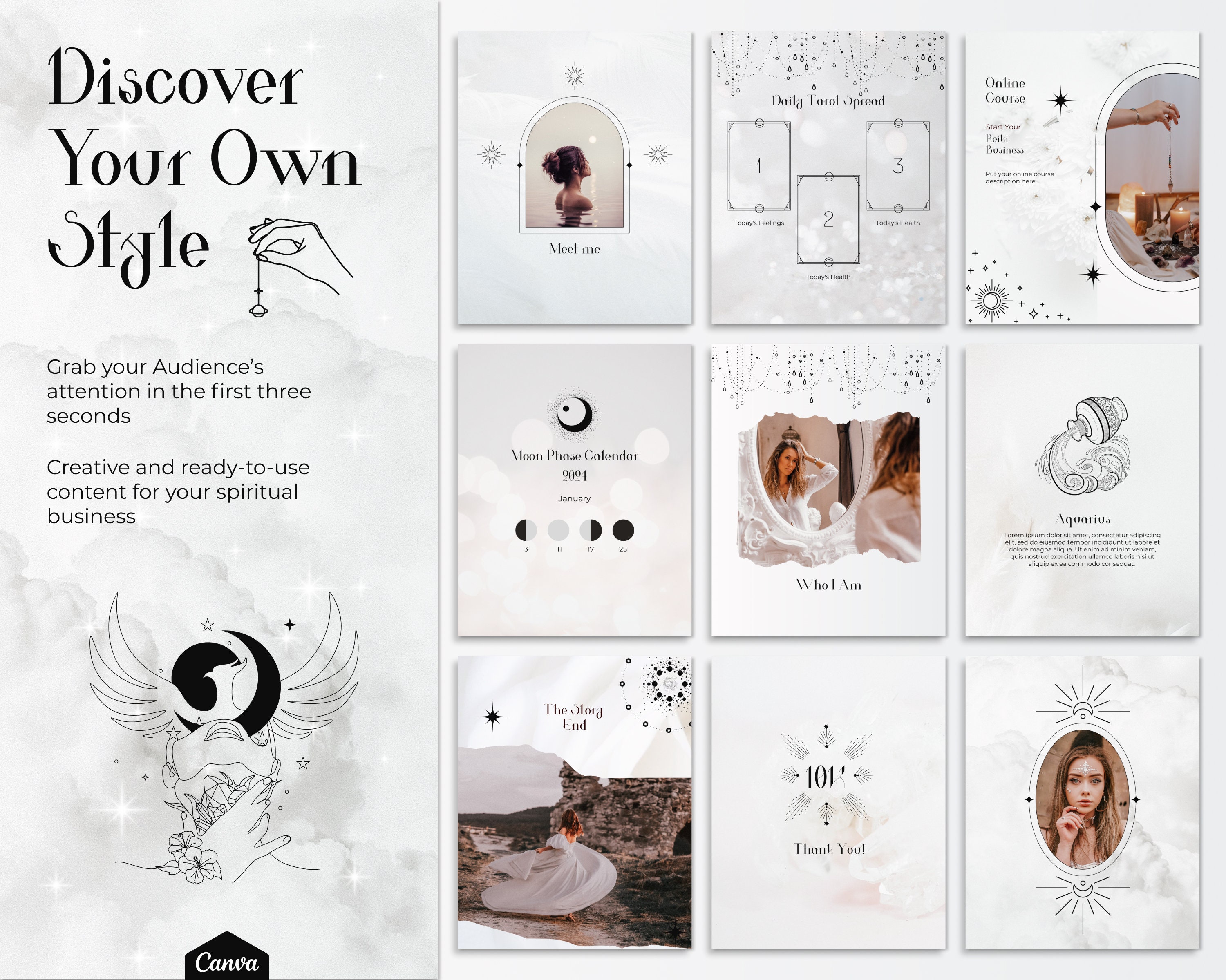 Spiritual Instagram Post Templates: Light, White, Minimal and Mystical ...