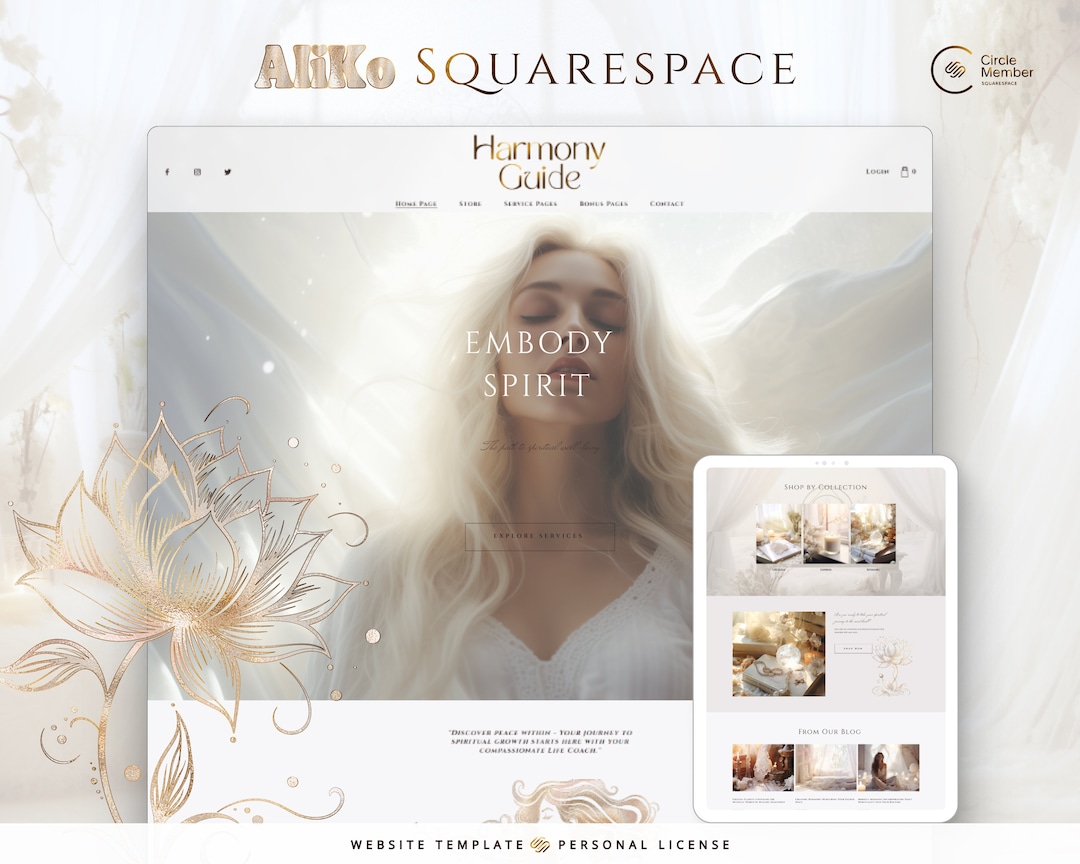 Squarespace Template Website Design: White, Gold, Spiritual | Coach ...