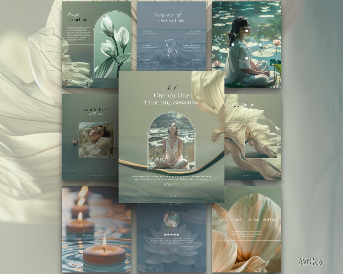 Life Coach Instagram Templates: Minimalist, Green, Nature in Canva ...