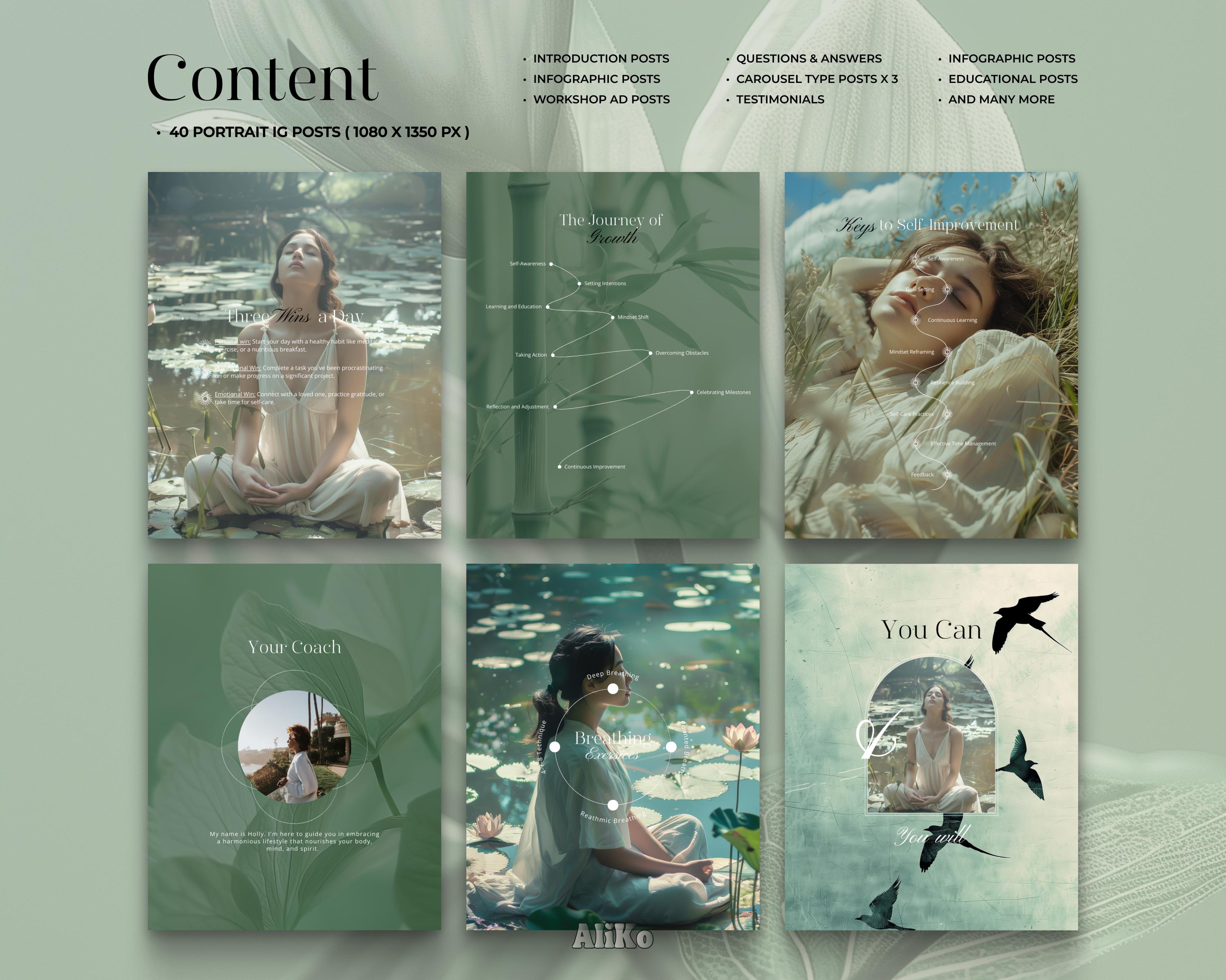 Life Coach Instagram Templates: Minimalist, Green, Nature in Canva ...