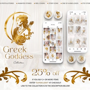 Spiritual Greek Goddess Instagram Story Templates: White & Gold, AI ...