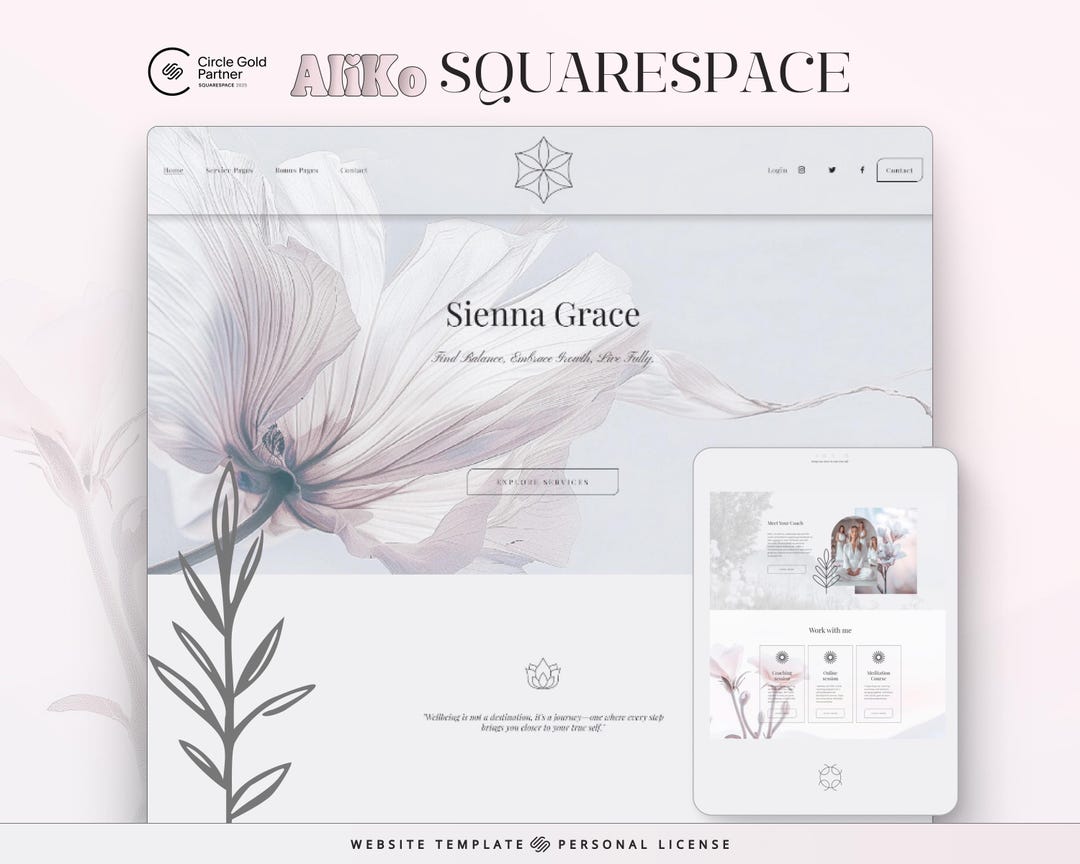 Spiritual Squarespace Template Website Design: Yoga, Meditation, Self ...