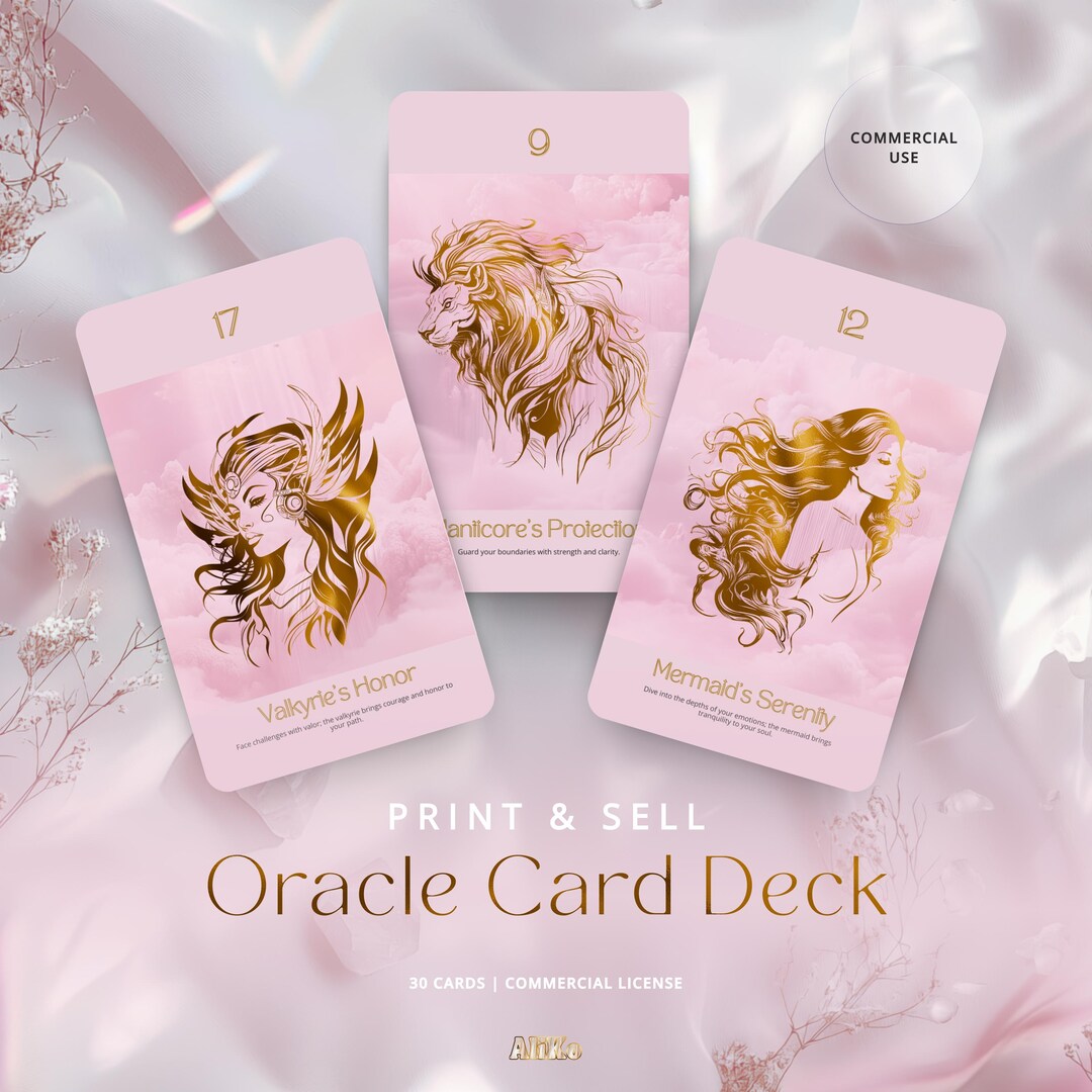 Commercial License, Oracle Cards Printable Deck: Mystic, Digital, Pink ...