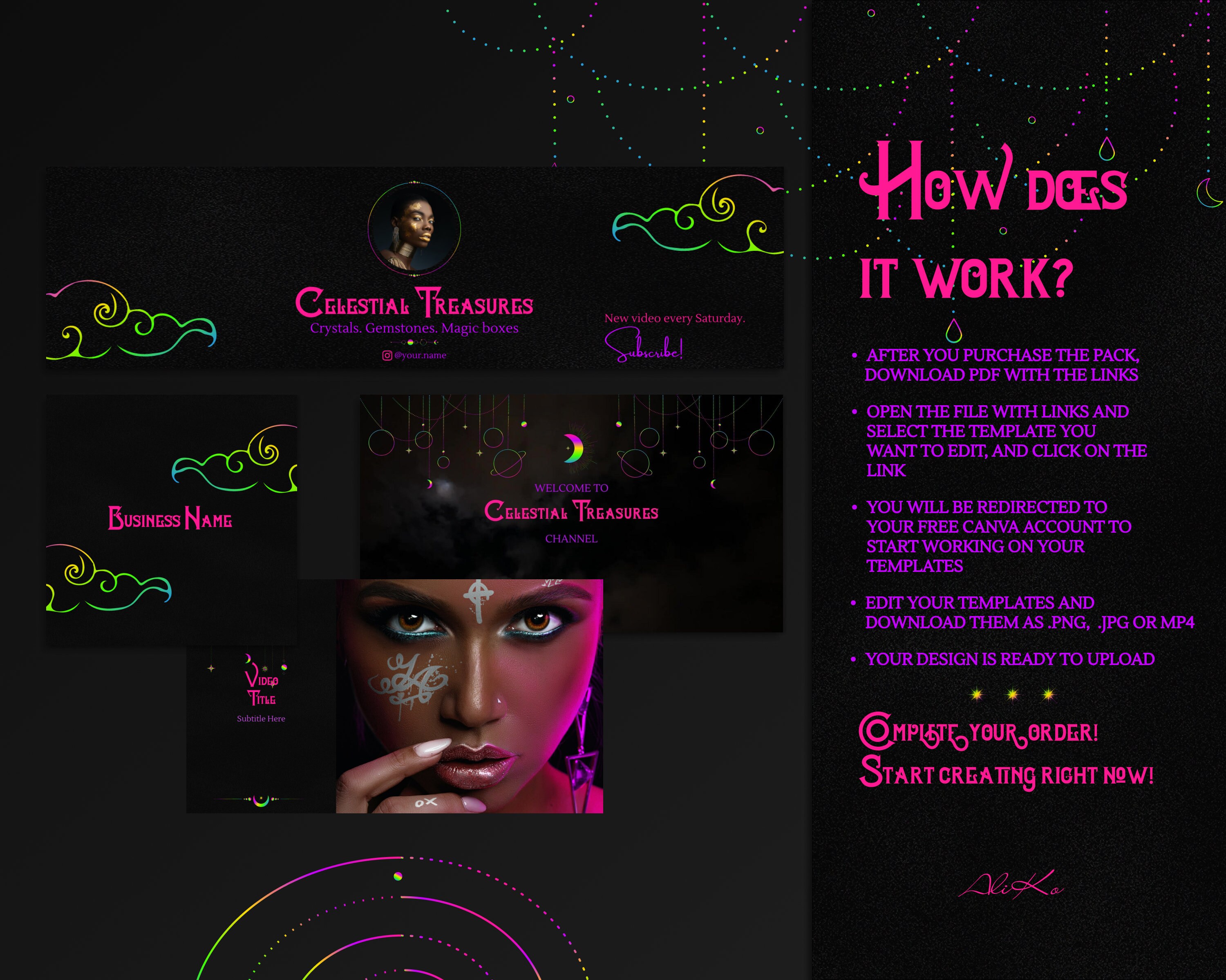 Mystic Youtube Branding Kit | Canva Templates, Thumbnails, Banners ...