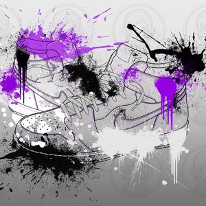 Spray Hollow Purple Sneaker Png Splatter Paint Sneakers Sublimation ...