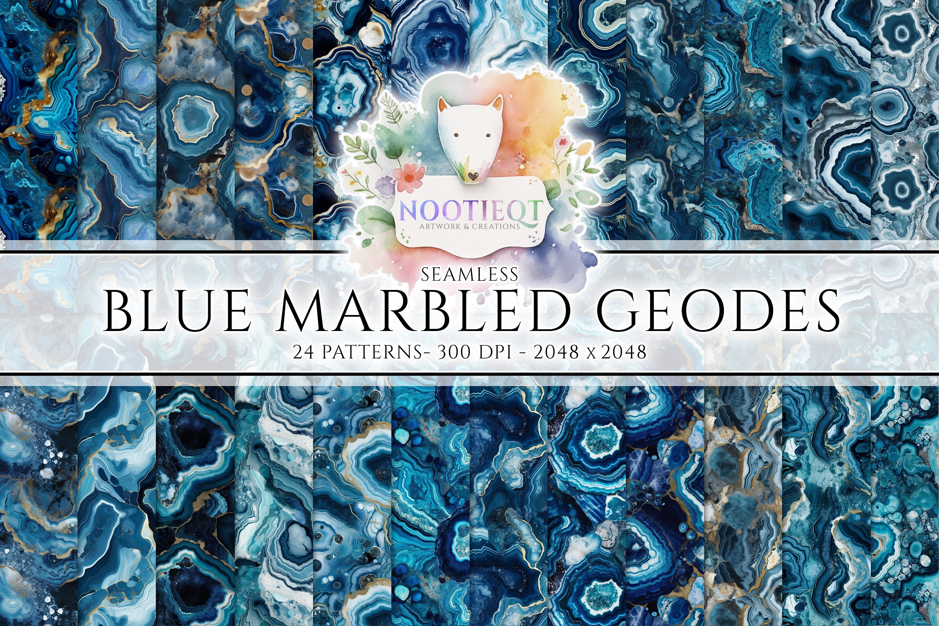 24 Seamless Marbled Geode Patterns Tiling Blue Geode Crystal Texture ...
