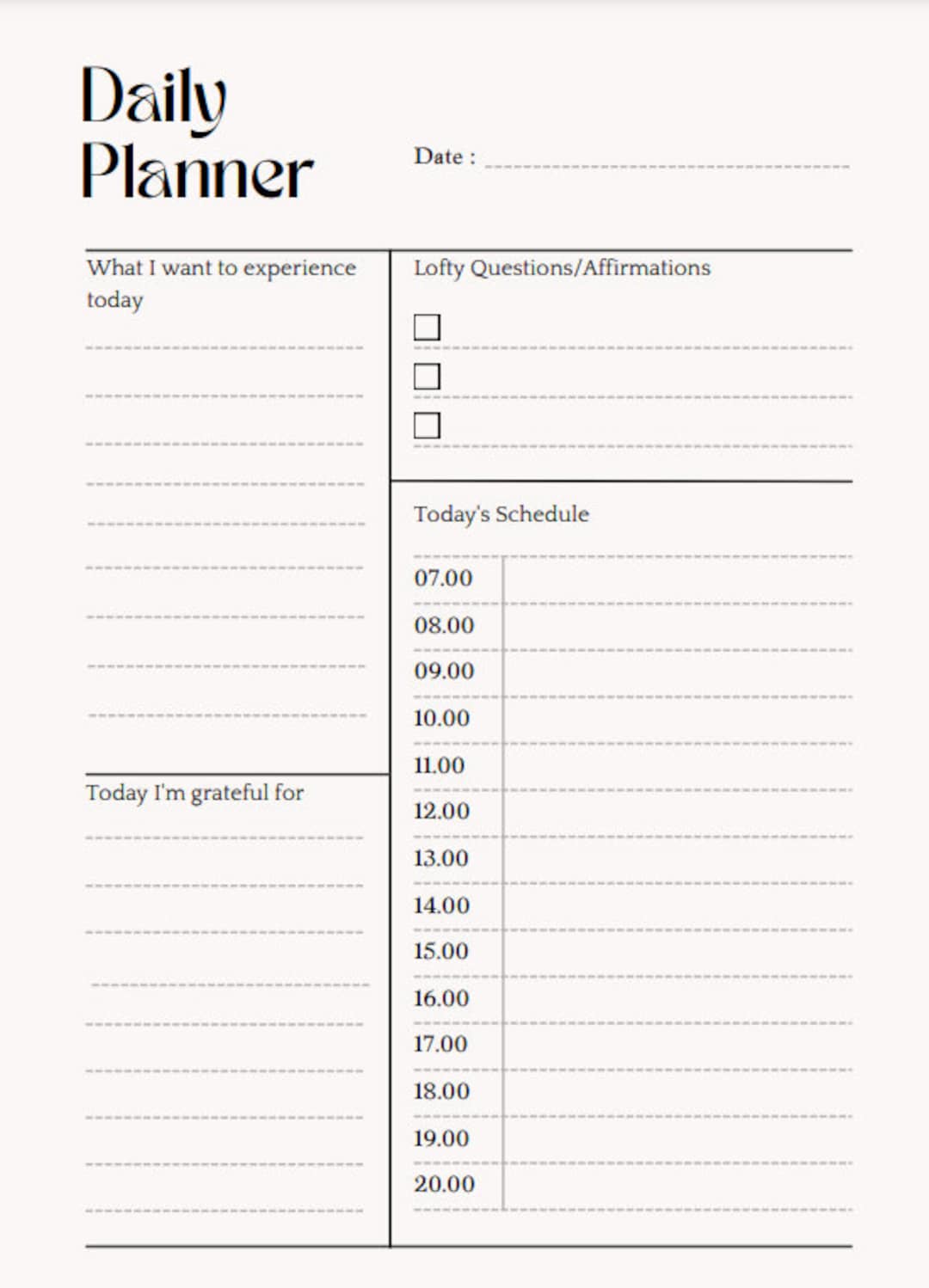 Daily Planner Printable Manifest Schedule Gratitude Affirmations ...