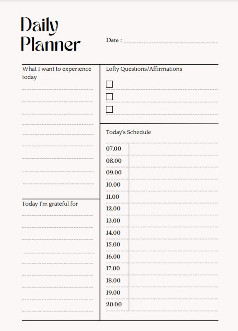 Daily Planner Printable Manifest Schedule Gratitude Affirmations ...