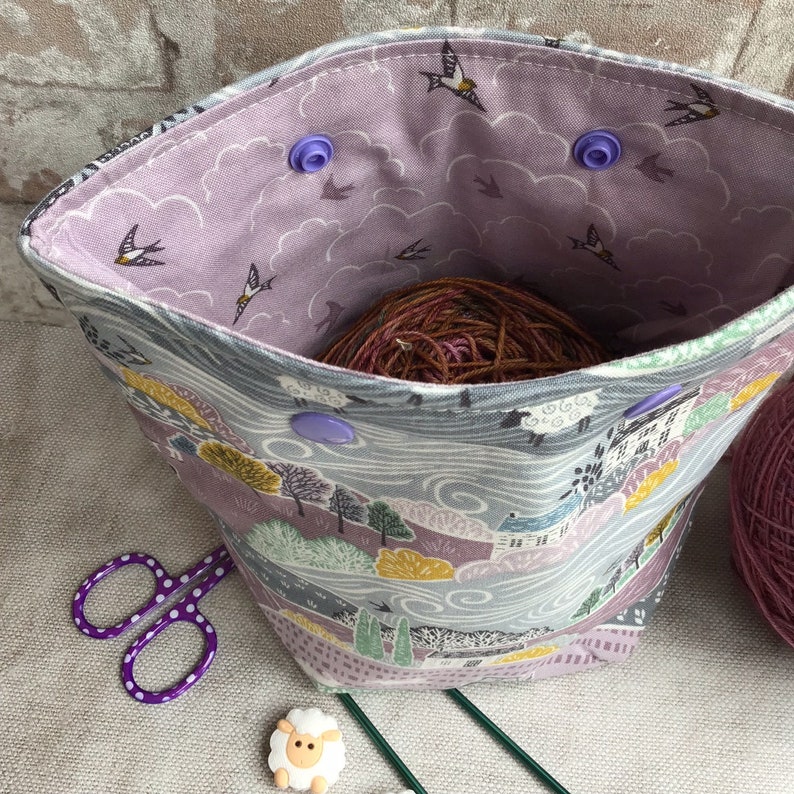 Sheep Purple Yarn Project Bag, Yarn Keeper, Yarn Bowl, Sock Yarn Holder ...