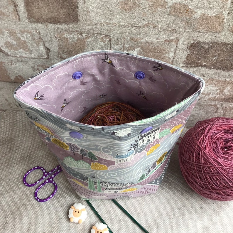 Sheep Purple Yarn Project Bag, Yarn Keeper, Yarn Bowl, Sock Yarn Holder ...