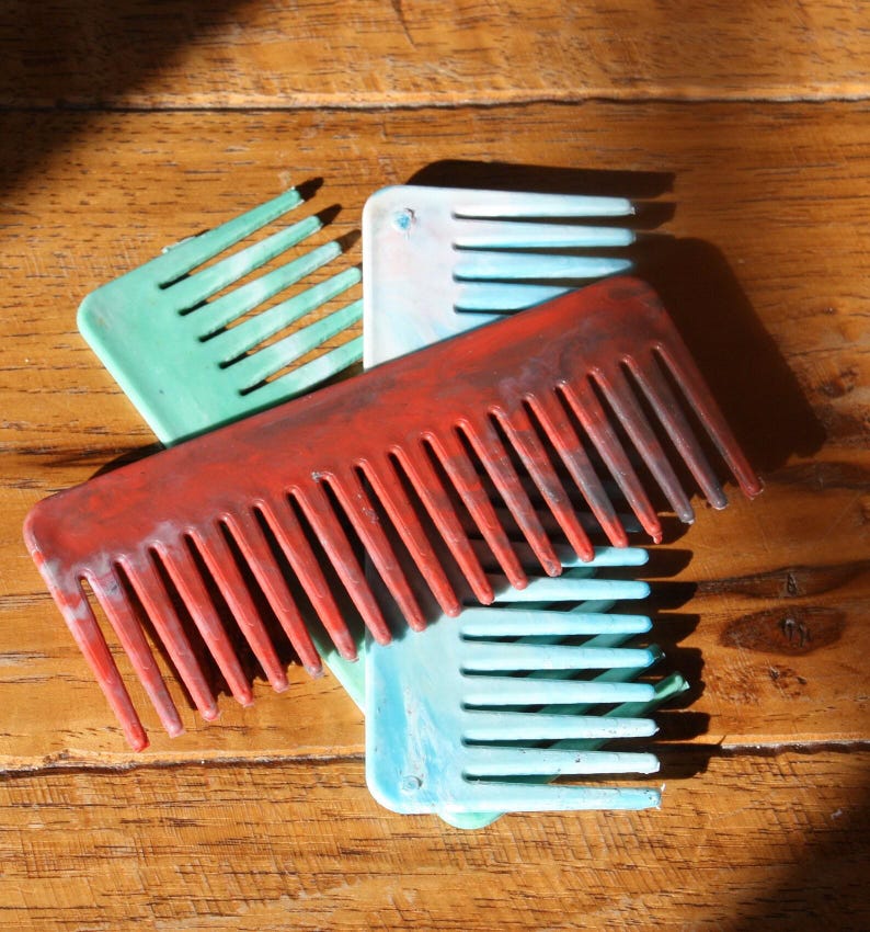 3 Recycled Plastic Injection Molded Wide Tooth Combs Utah Made - Etsy