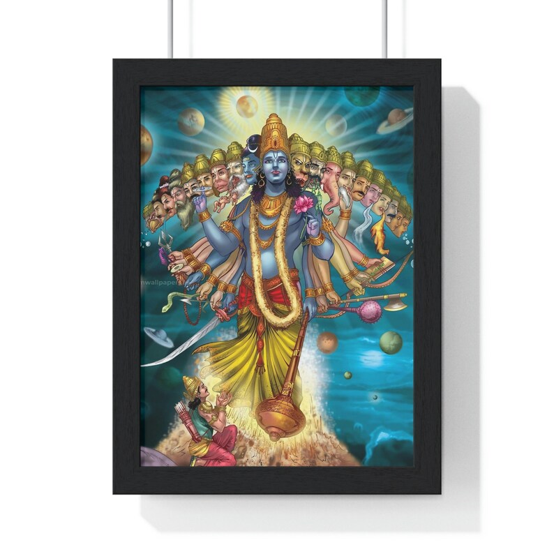 Premium Framed Vertical Poster God Bhagwan Krishna Vishnu Mahabharat ...
