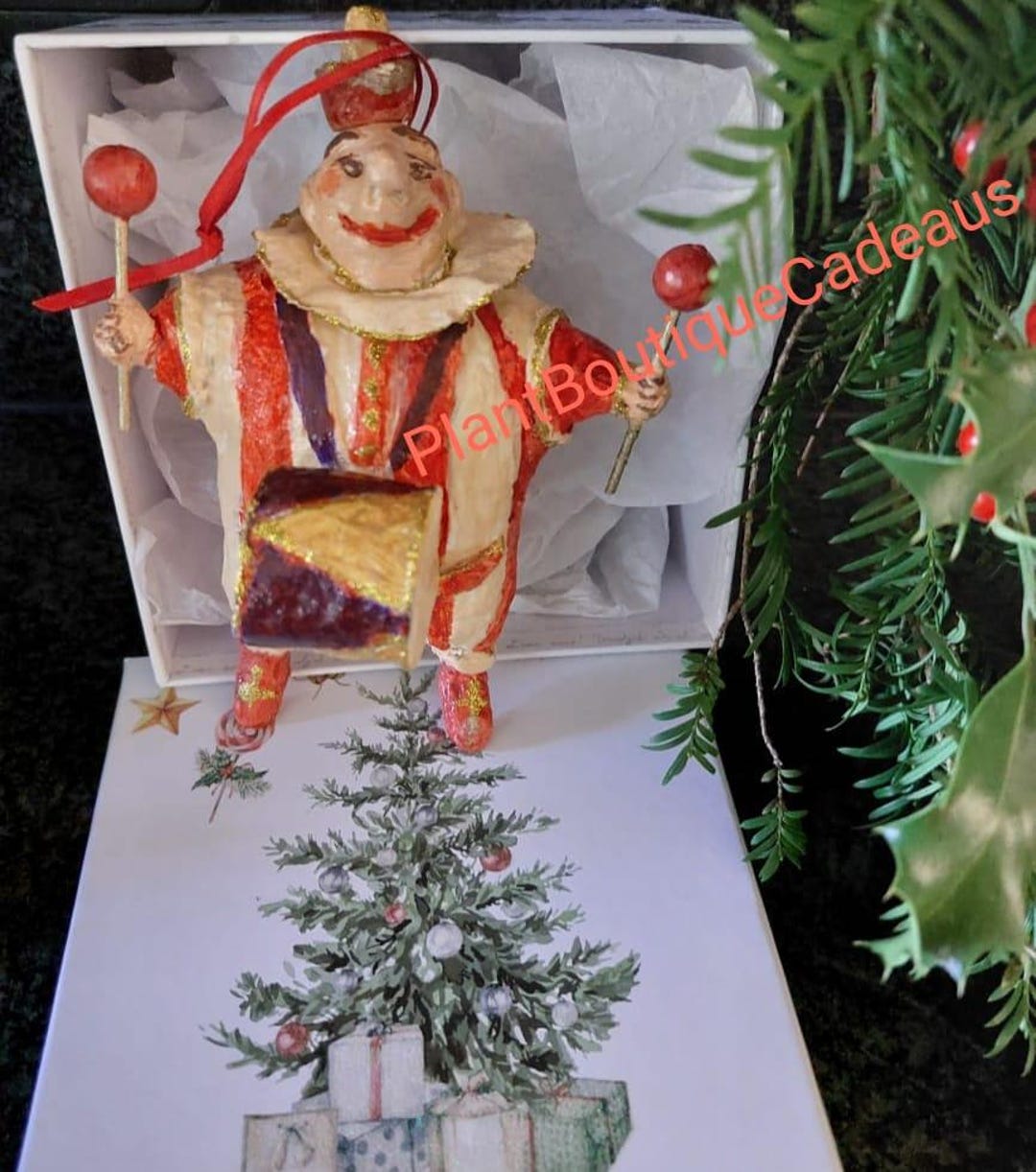 Vintage Circus, Clown With Drum, Cotton Toy, Handmade, Christmas Tree ...