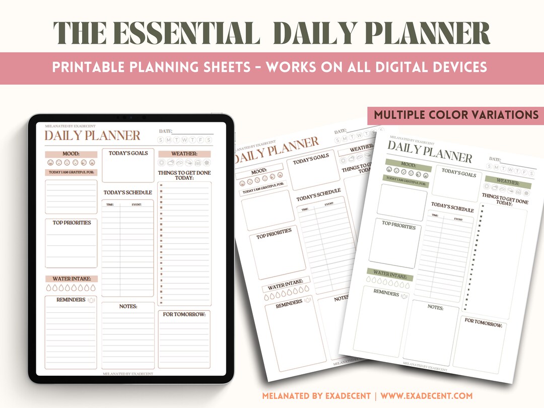 Daily Planner Printable for Habit Tracking| Weekly Digital Planner ...