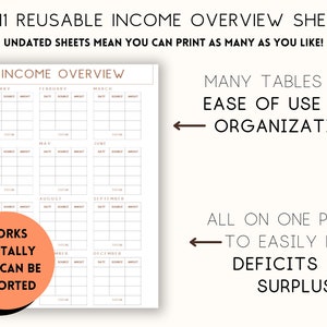 Yearly Income Tracker Printable Income Tracker Income Overview Sheet ...
