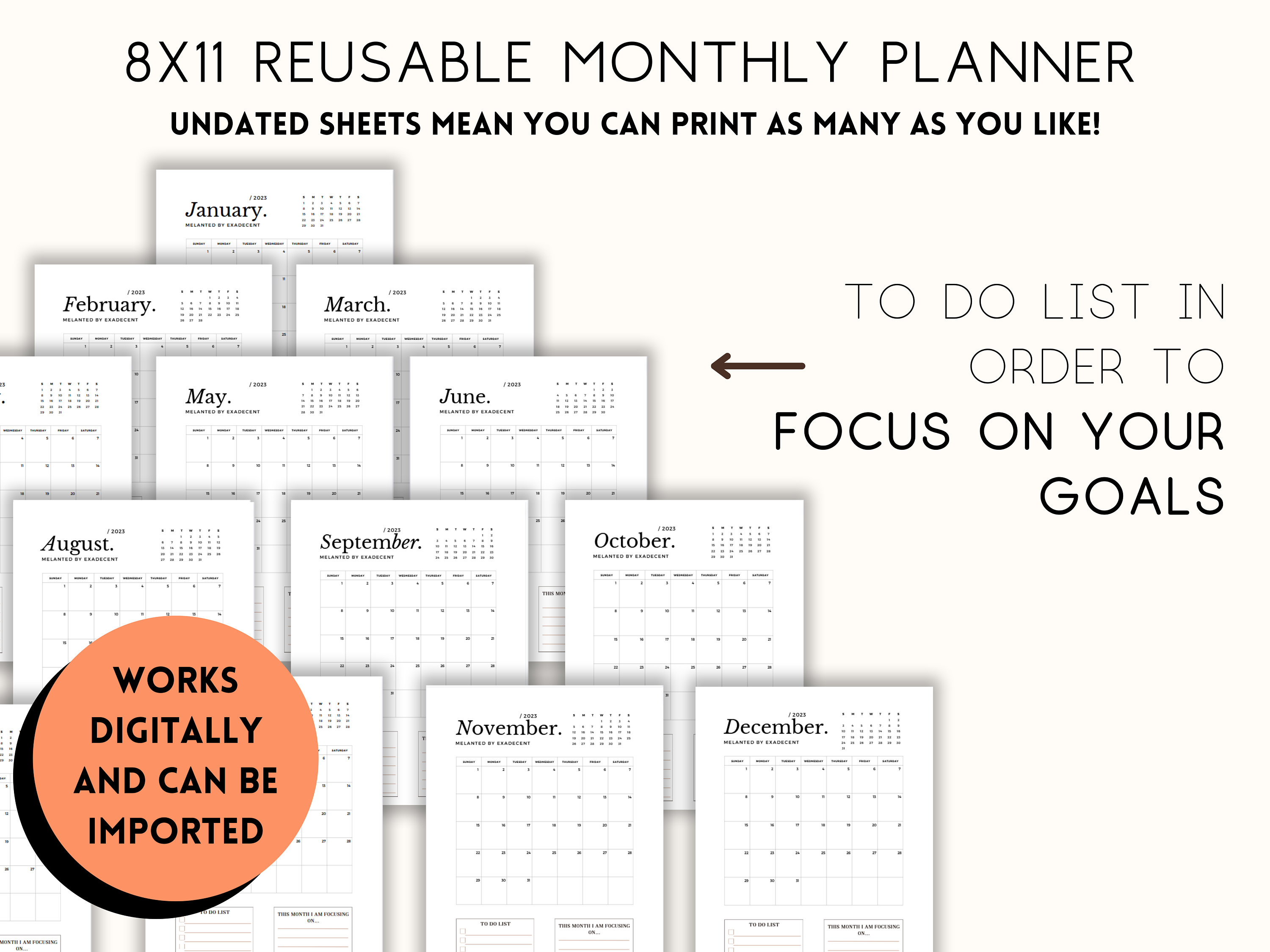Printable Calendar 2023-2024, Minimalist Printable Calendar, 2023 ...