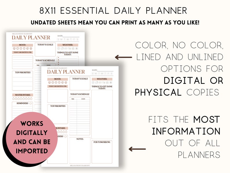 Daily Planner Printable | Digital Planner, Printable Planner With Habit ...