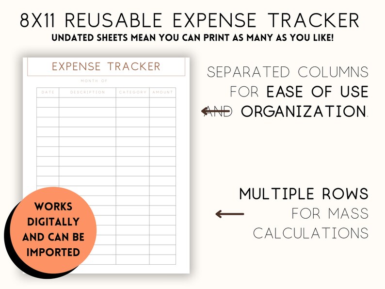 Yearly Expense Tracker Printable Expense Tracker Expense Overview Sheet ...