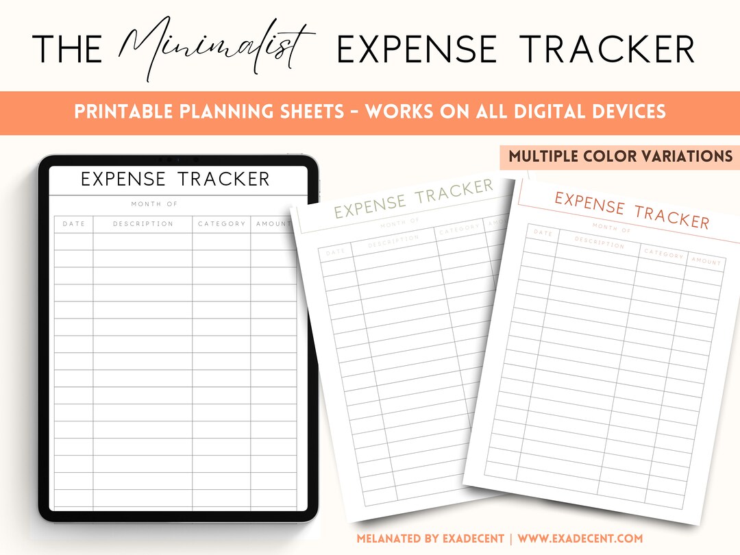 Yearly Expense Tracker Printable Expense Tracker Expense Overview Sheet ...