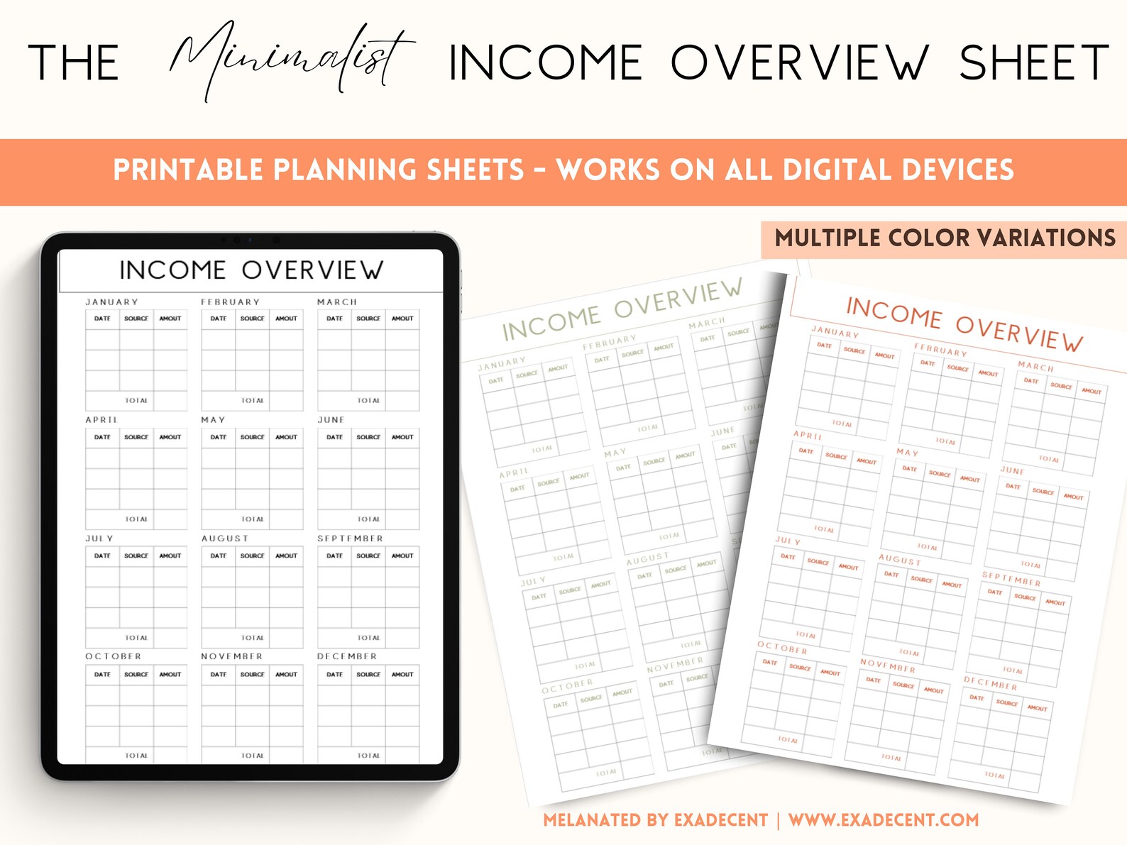 Yearly Income Tracker Printable Income Tracker Income Overview Sheet ...