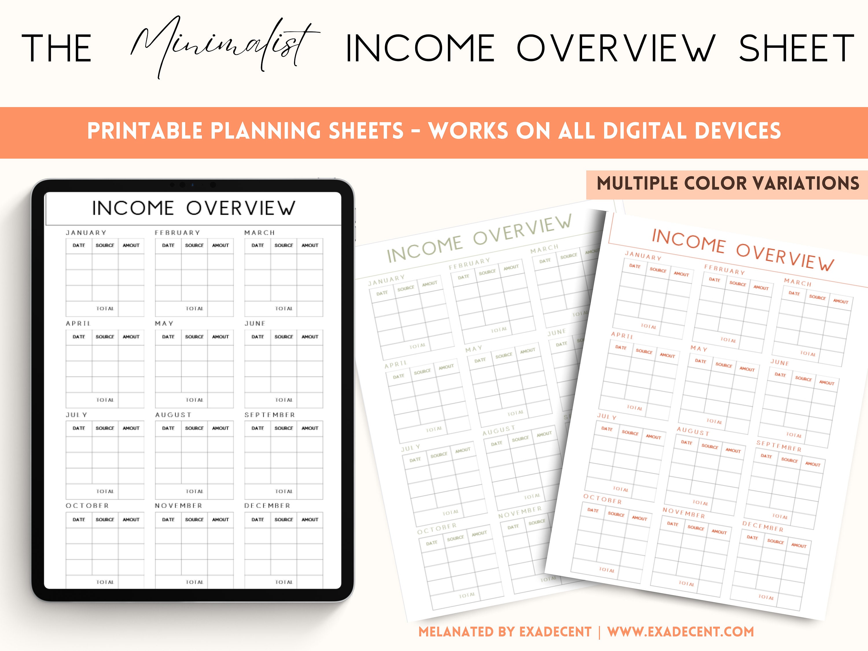 Yearly Income Tracker Printable Income Tracker Income Overview Sheet ...
