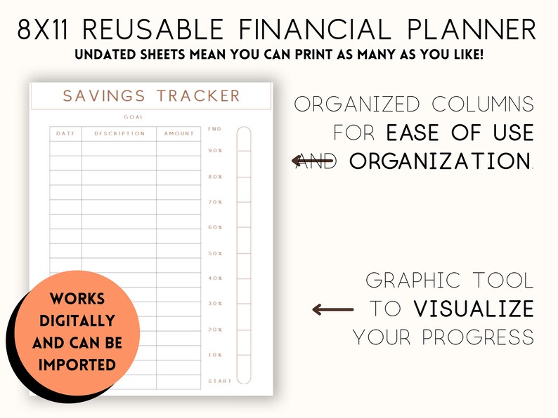 Printable Savings Tracker| Money Goal Tracker Money Savings Tracker ...