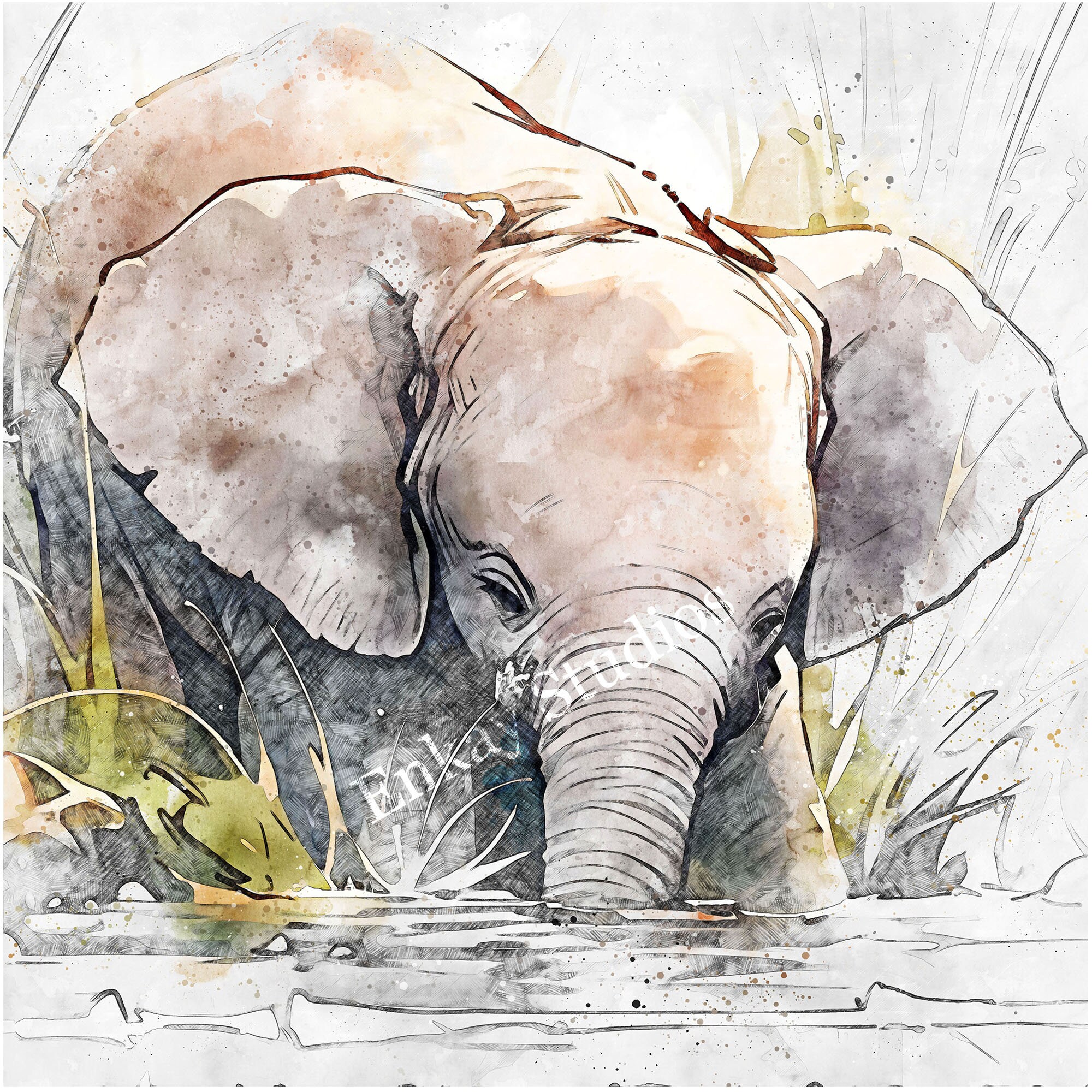 Watercolor Cute Baby Elephant Clipart Bundle Set of 10 High - Etsy